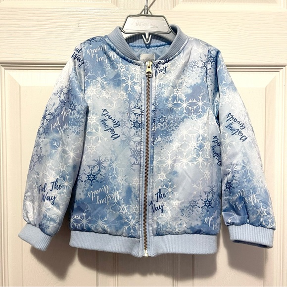 Disney | Jackets & Coats | Disney Frozen Snowflakes Blue Kids Jacket 4t ...